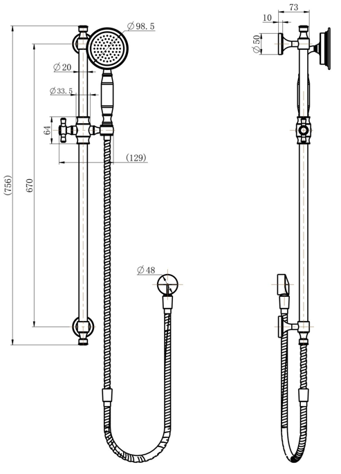 Montpellier Rail Shower – Brushed Nickel – Fahmbathroom